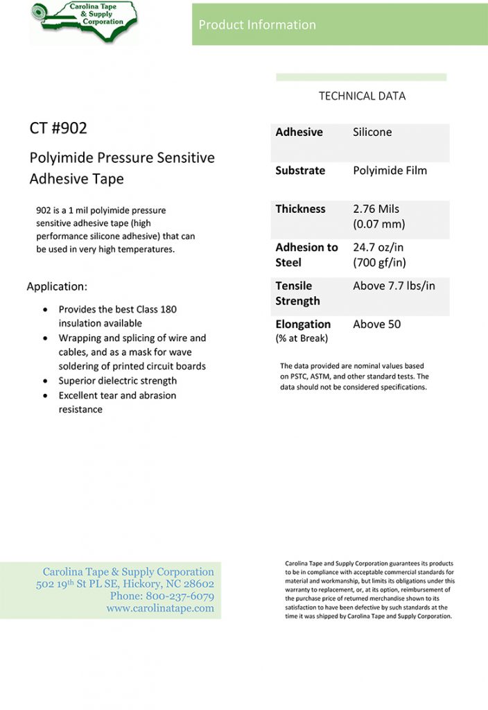 900 Series - High Tech Tapes - Carolina Tape & Supply Corporation