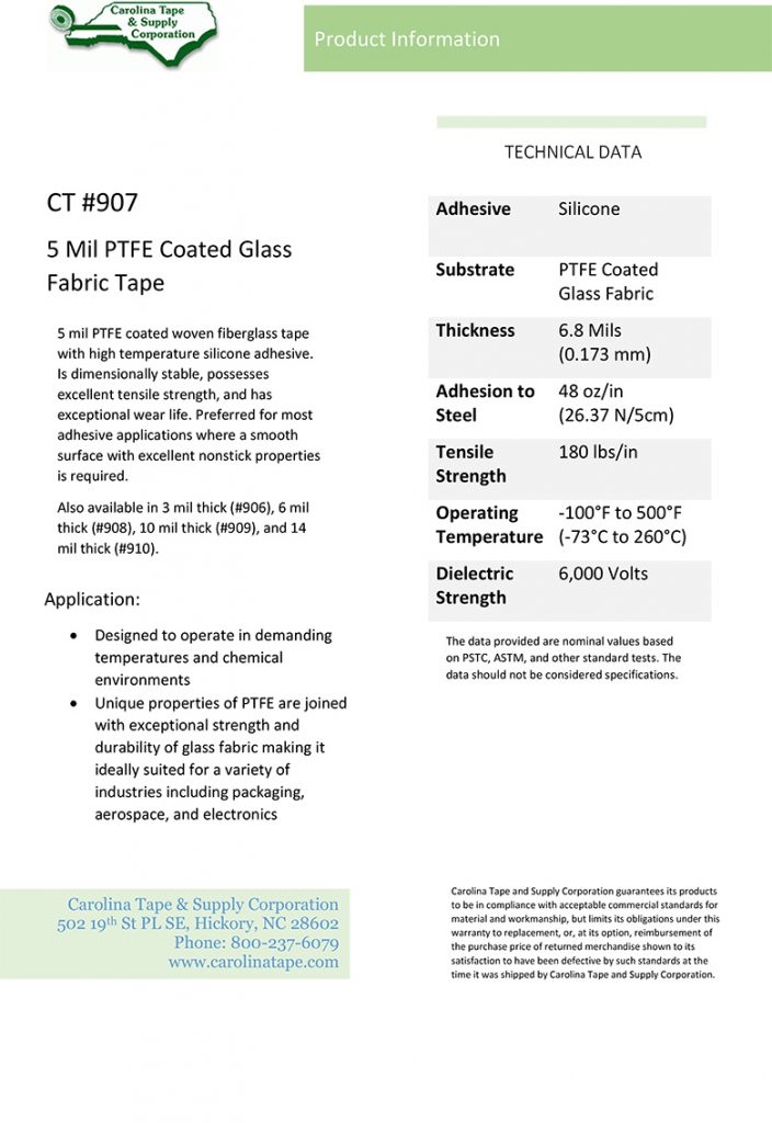 900 Series - High Tech Tapes - Carolina Tape & Supply Corporation